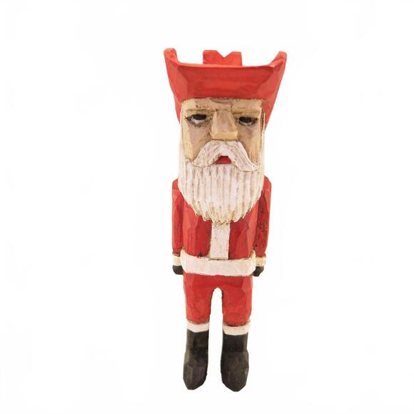 Design | Vintage Wood 1997 Hand Carved Rustic Cowboy Santa 65 Tall ...